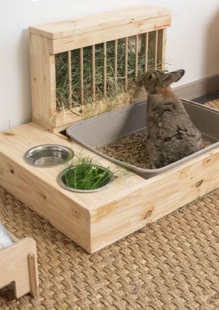Bunny Litter Hay Rack With Bowls • Pawsome Boutique
